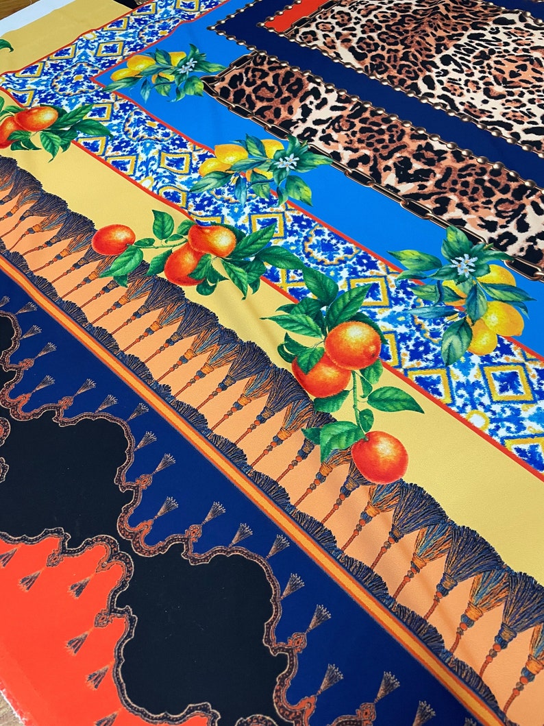 Majolica Leopar Mix Exclusieve Crepe Fabric Sicilian Design - Etsy