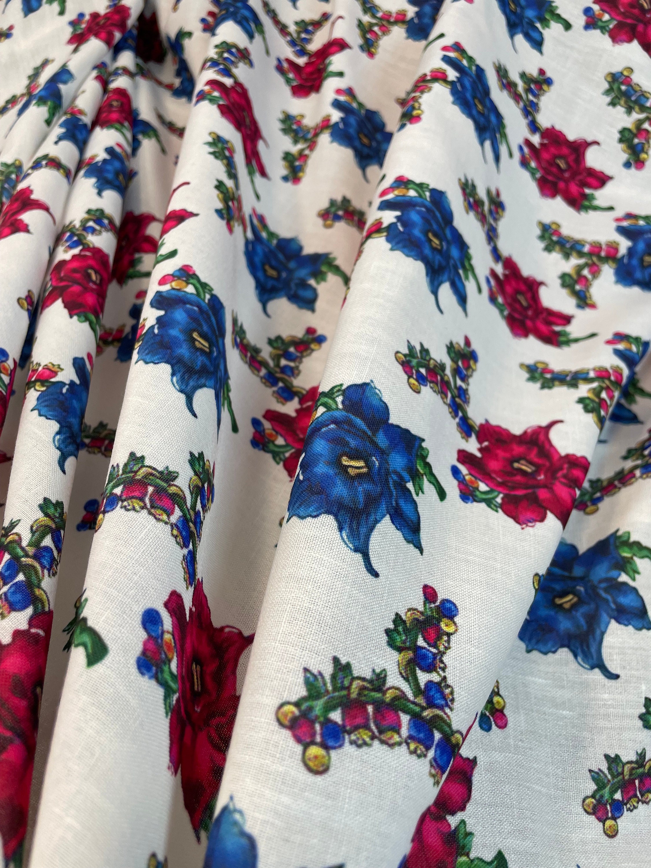 Ethnic Floral 5 Colors Linen Fabric Suitable for All Whether - Etsy