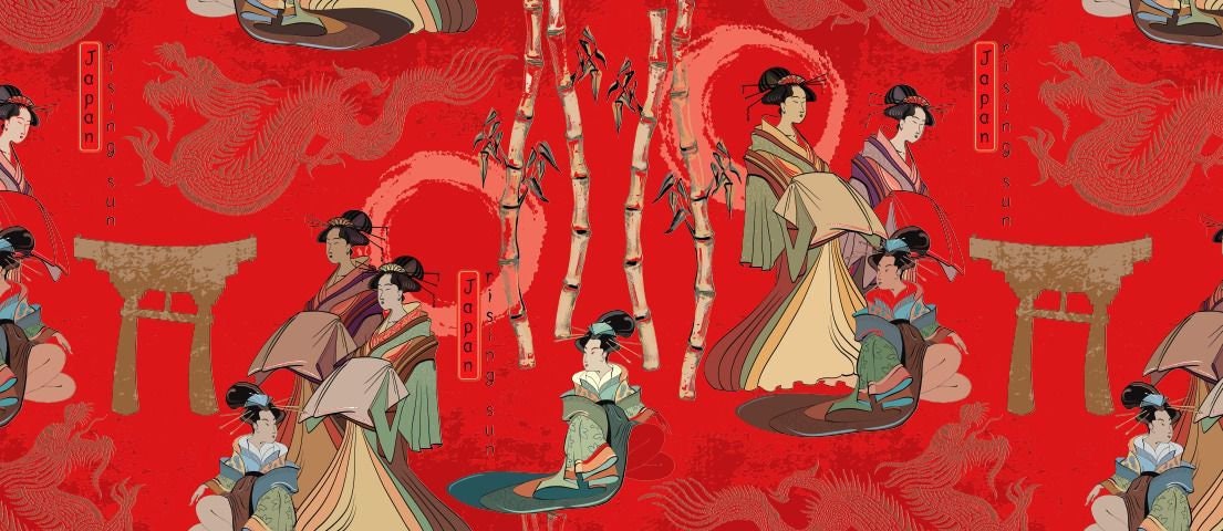 Geisha Pattern Fabric Kimono Fabric-highqualitypossibility - Etsy