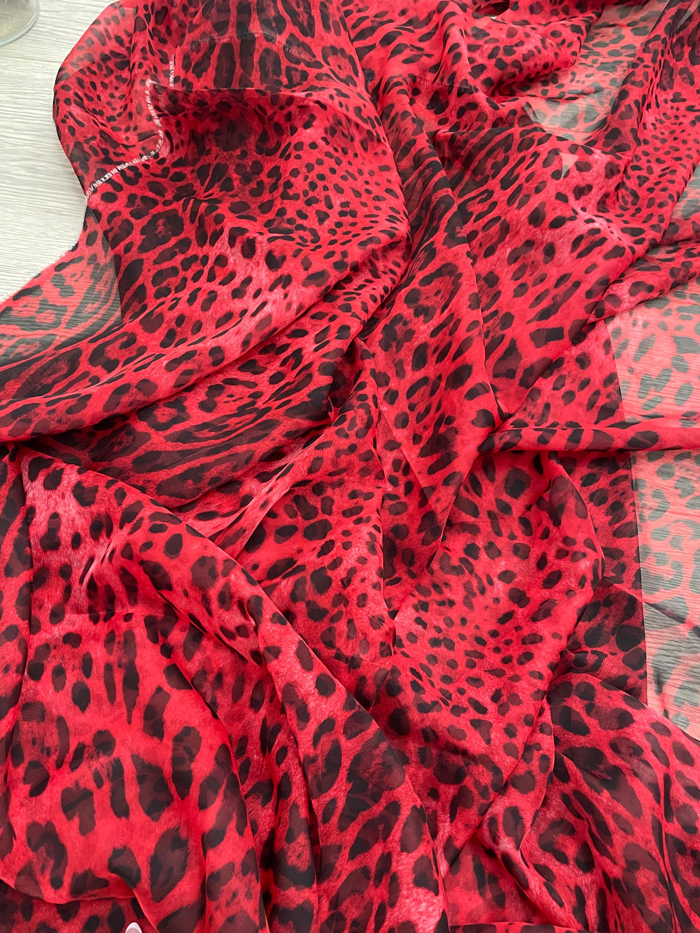 Silky Chiffon Fabric Red Leopard -(our Patterns Are Printed on the ...