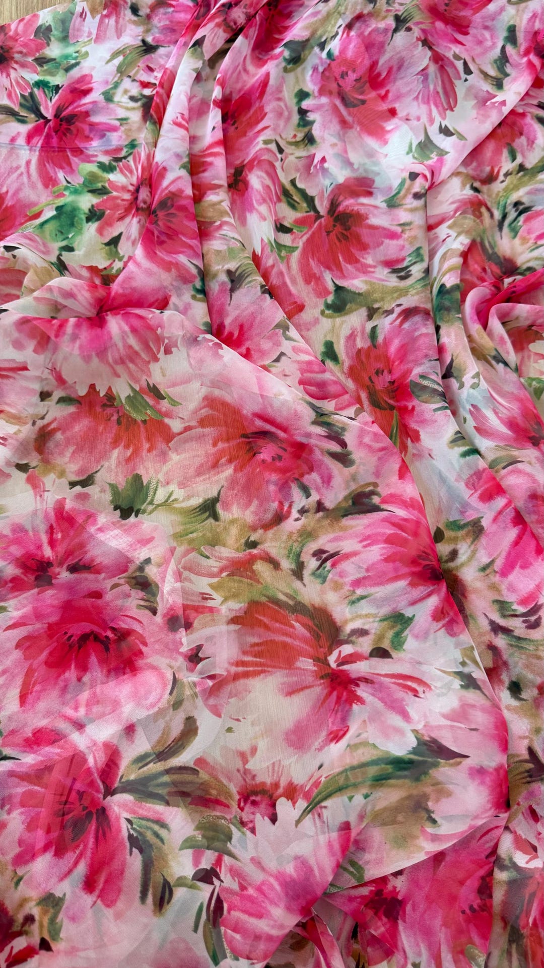Pink Floral Chiffon Fabric - Suitable for Dresses and Blouses - Etsy ...