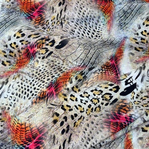 Leopard Patterned Silky Satin Fabric Beige Brown Colors Leopard Fabric ...
