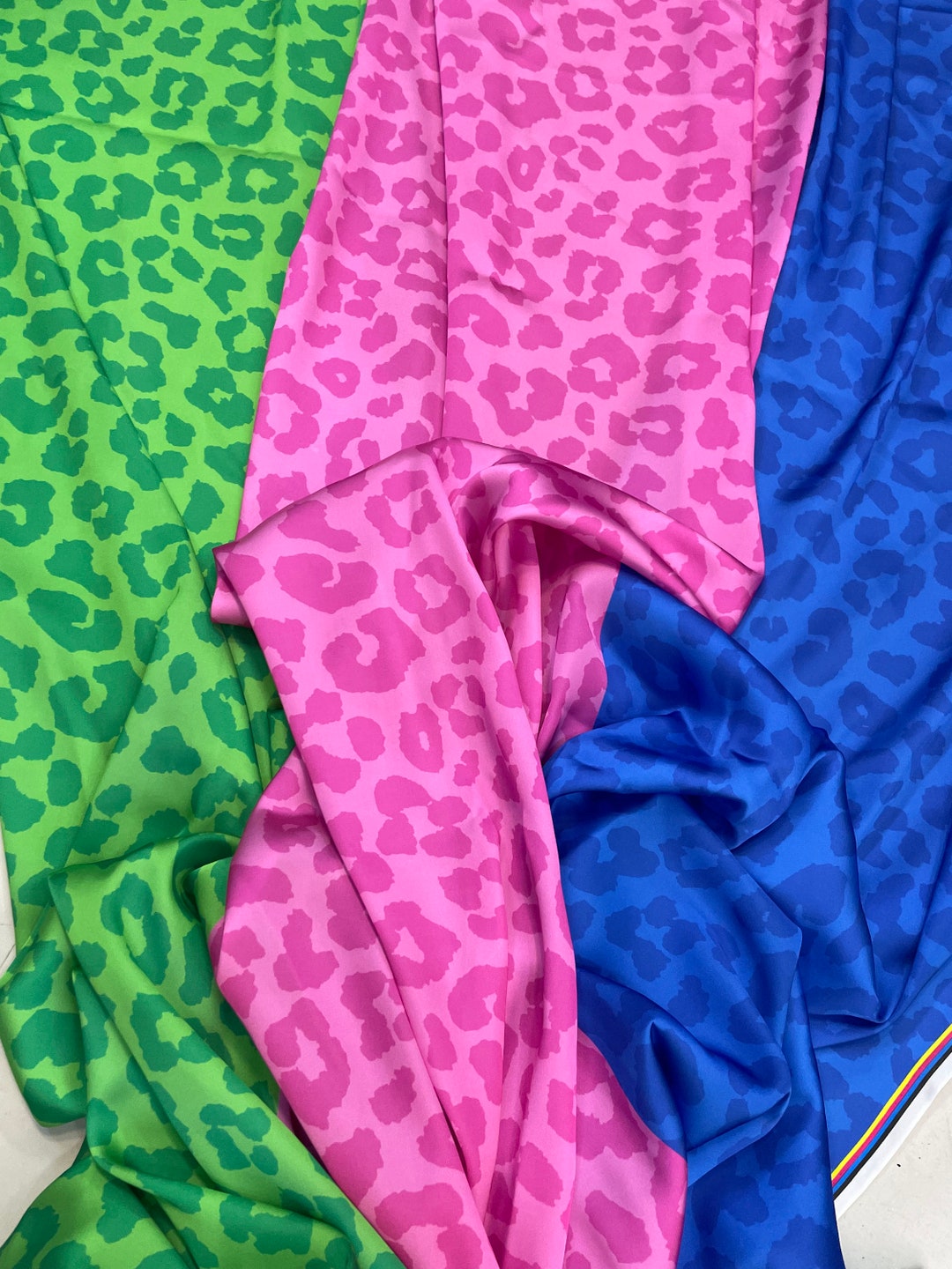 Color Color Leopard Pattern Silky Satin Fabrics - Etsy