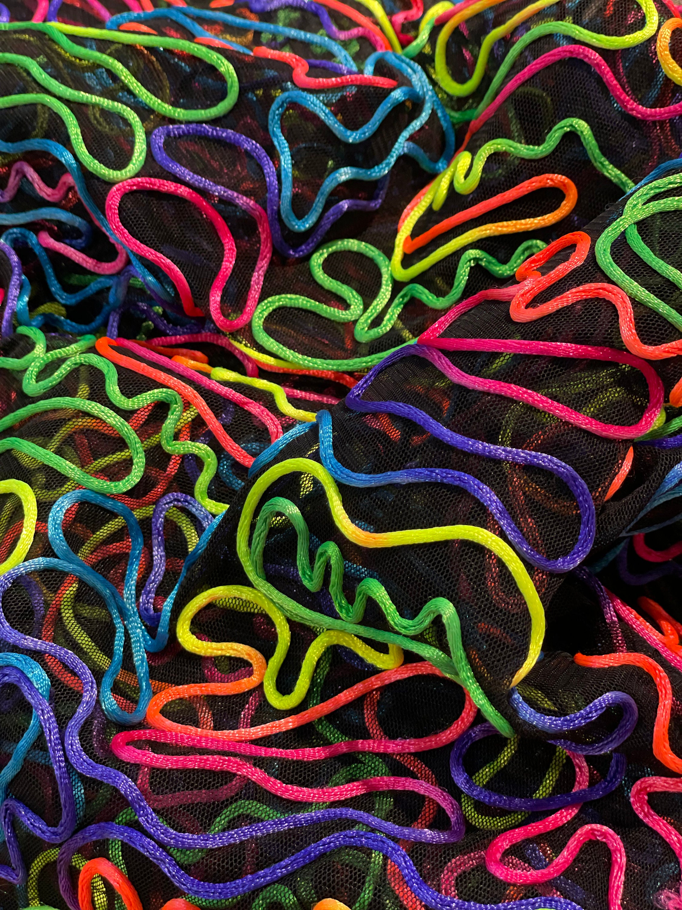 Neon Colored Mesh Fabric on Black Tulle-special Occasions and Dancer ...