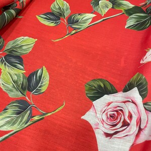 Floral Red Rose Pattern Silk Satin Fabric- Ask for Many Color ...