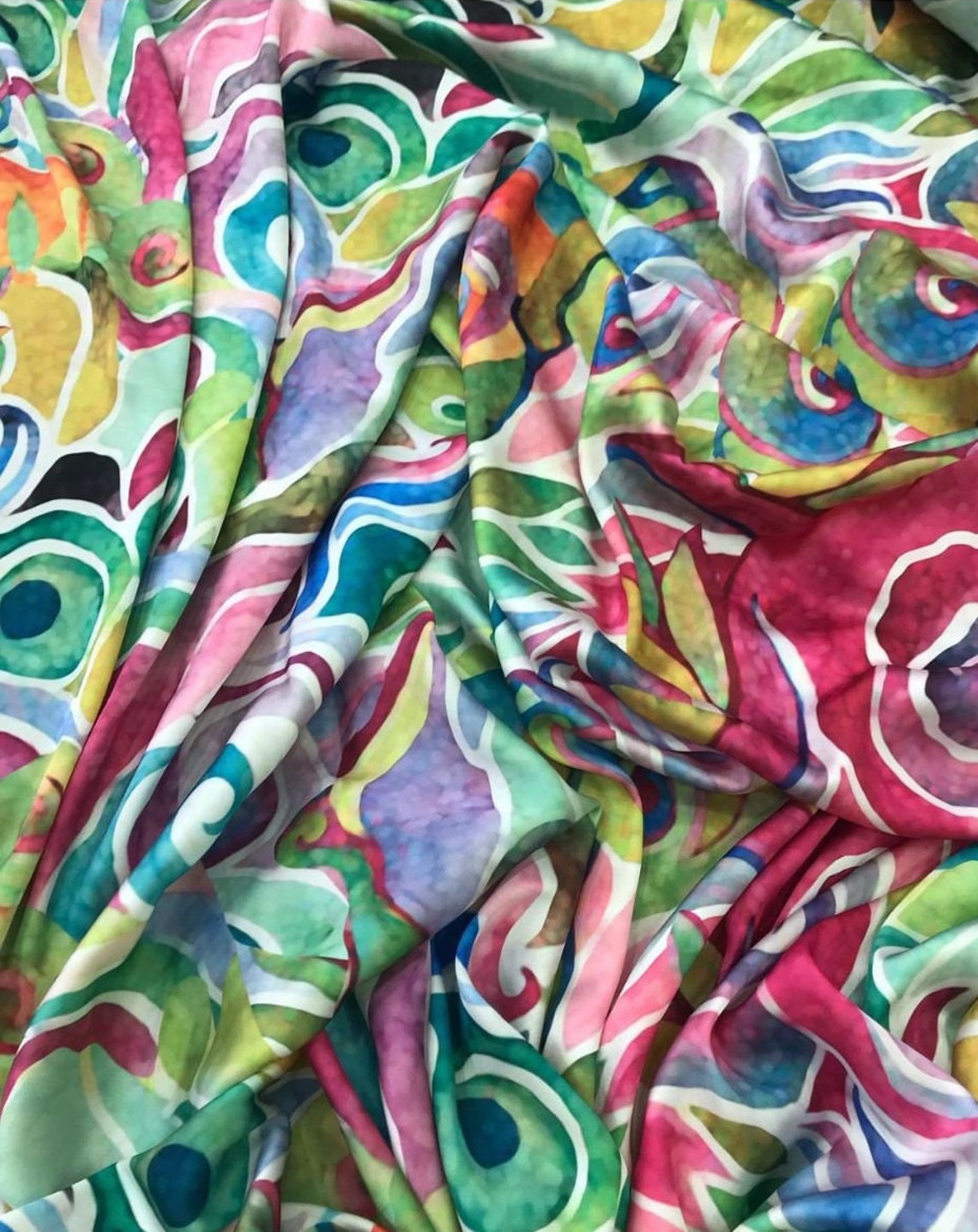 Abstract Pattern Multicolor Crepe Fabric-dress-kimono Soft - Etsy