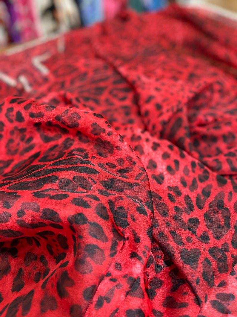 Silky Chiffon Fabric Red Leopard -(our Patterns Are Printed on the ...