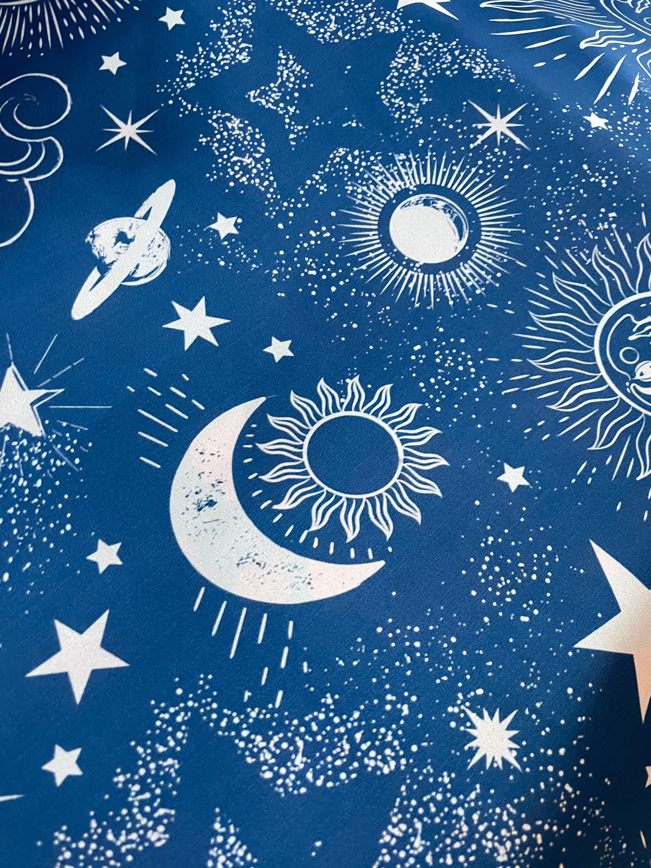 Moon Star Sun Pattern Silky Satin Fabric Highquality Fabric - Etsy
