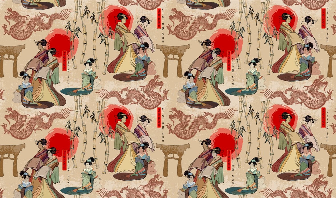 Geisha Pattern Fabric Kimono Fabric-highqualitypossibility - Etsy