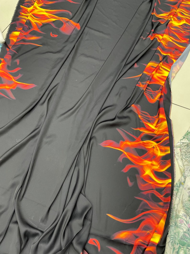 Flaming Silky Satin Fabric Printed on the Desired Fabric Typelr - Etsy
