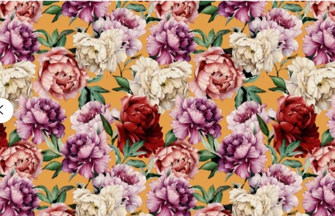 Mustard Color Floral Pattern Linen Fabric - Suitable for Home Textile ...