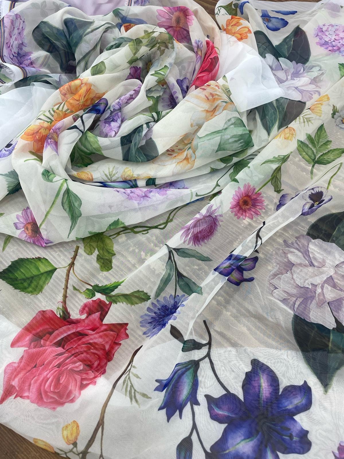 Floral Patterned Elegant Satin Fabric-dress Fabric.....can Be Printed ...