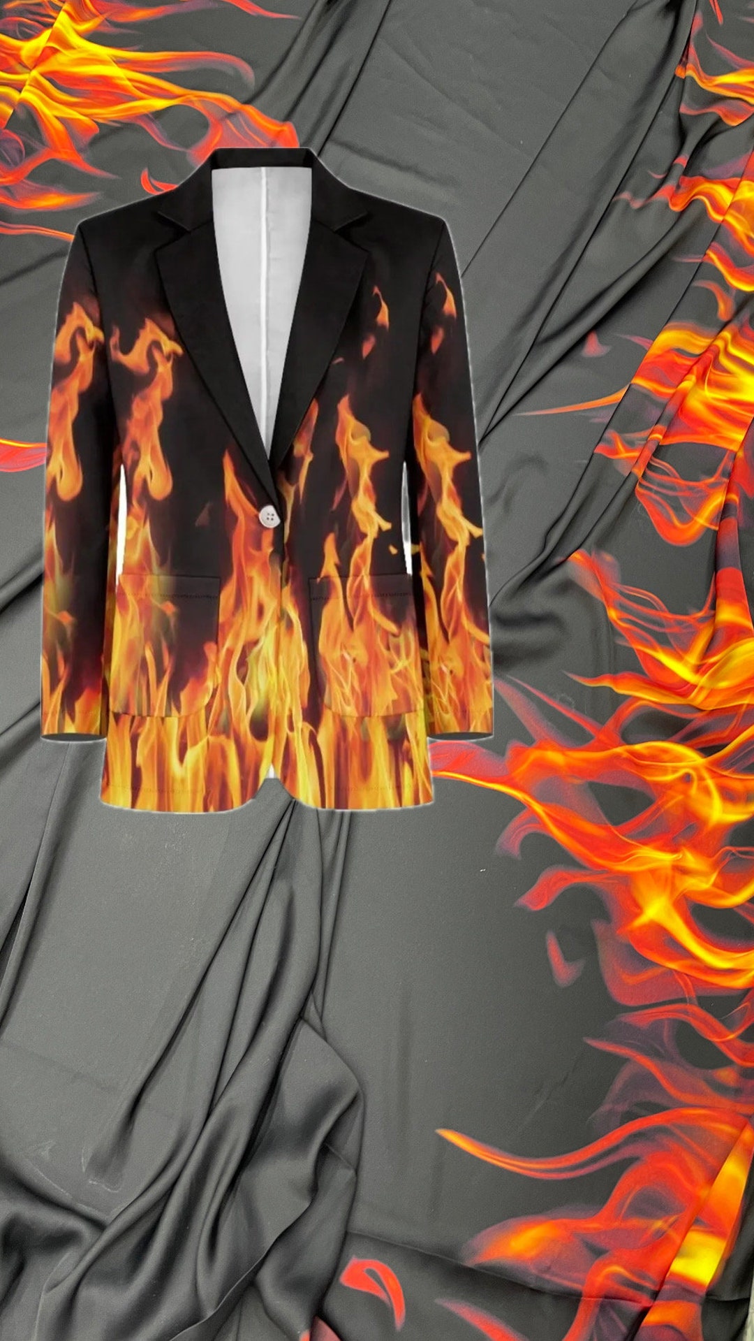 Flaming Silky Satin Fabric Printed on the Desired Fabric Typelr - Etsy