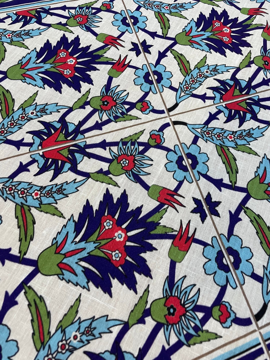 Traditional Ottoman Tile Pattern Linen Fabric-crepe Fabric-chiffon ...