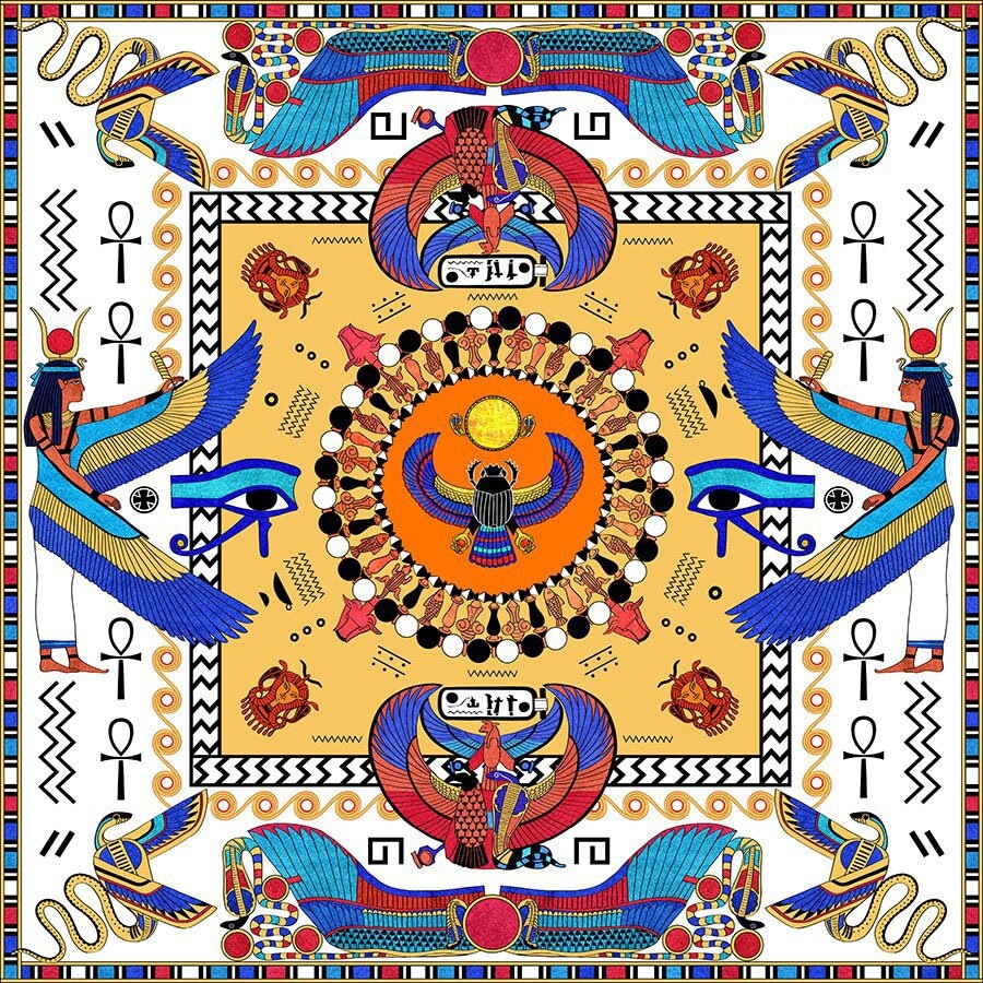 Ancient Egypt Pattern Crepe Fabric Digital Print Fabric - Etsy