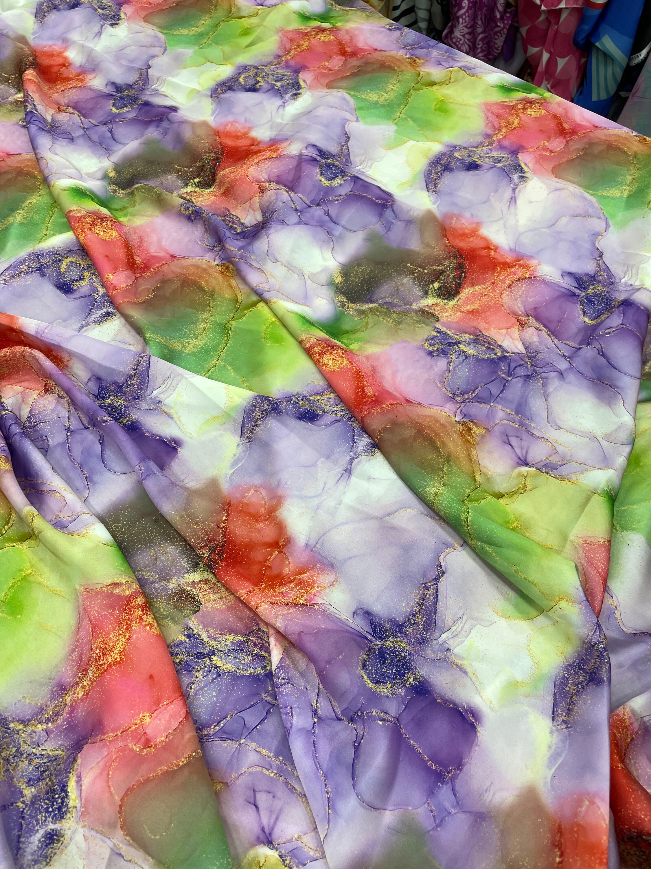 Tie Dye Pattern Silky Satin Fabric Special Work-dressed Fabric - Etsy