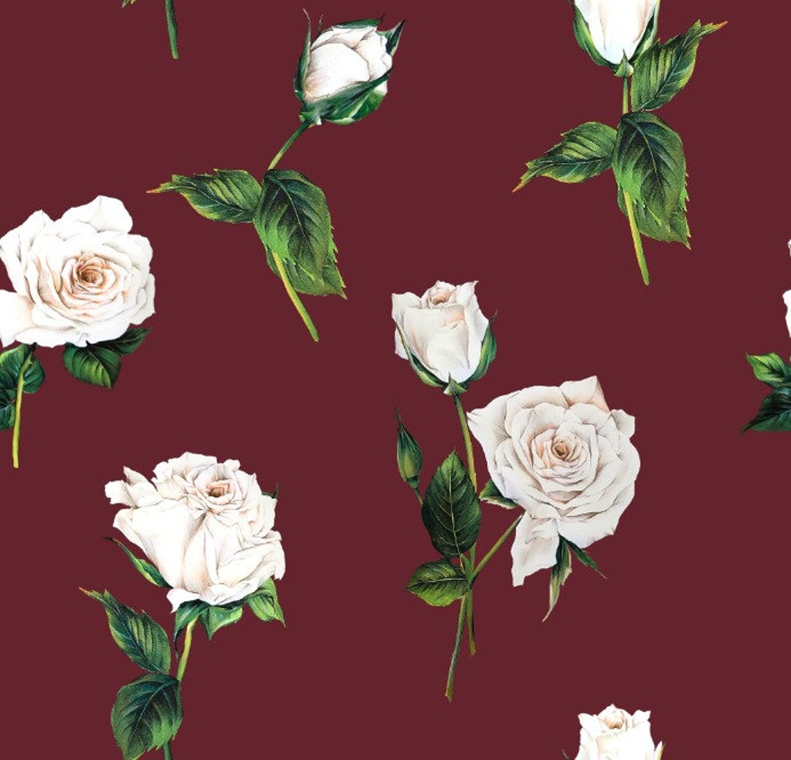 Floral Rose Pattern Silk Satin Fabric Ask for Many Color - Etsy