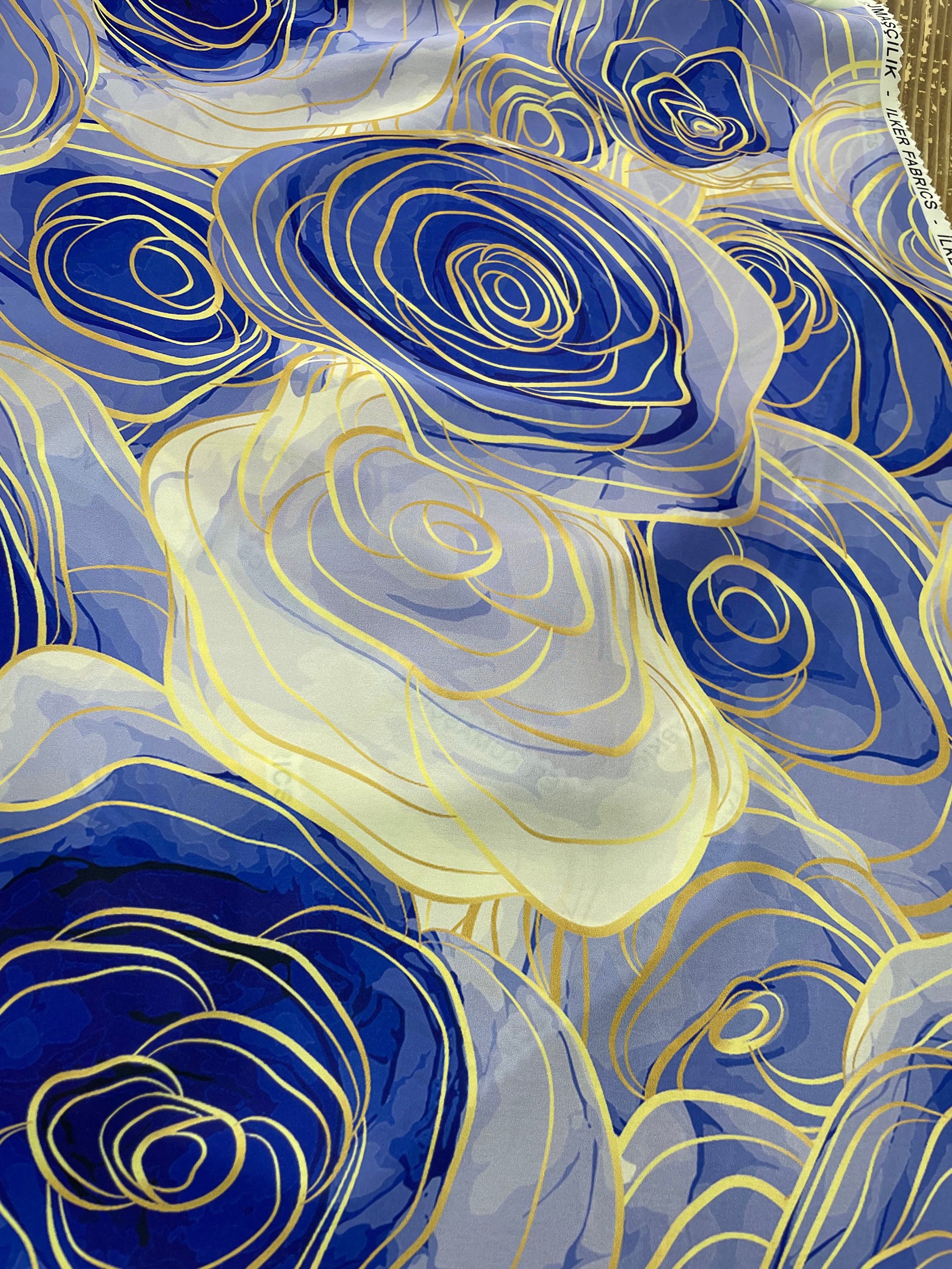 Blue Flower Pattern Silk Satin Fabric, A Very Elegant Pattern We Take ...