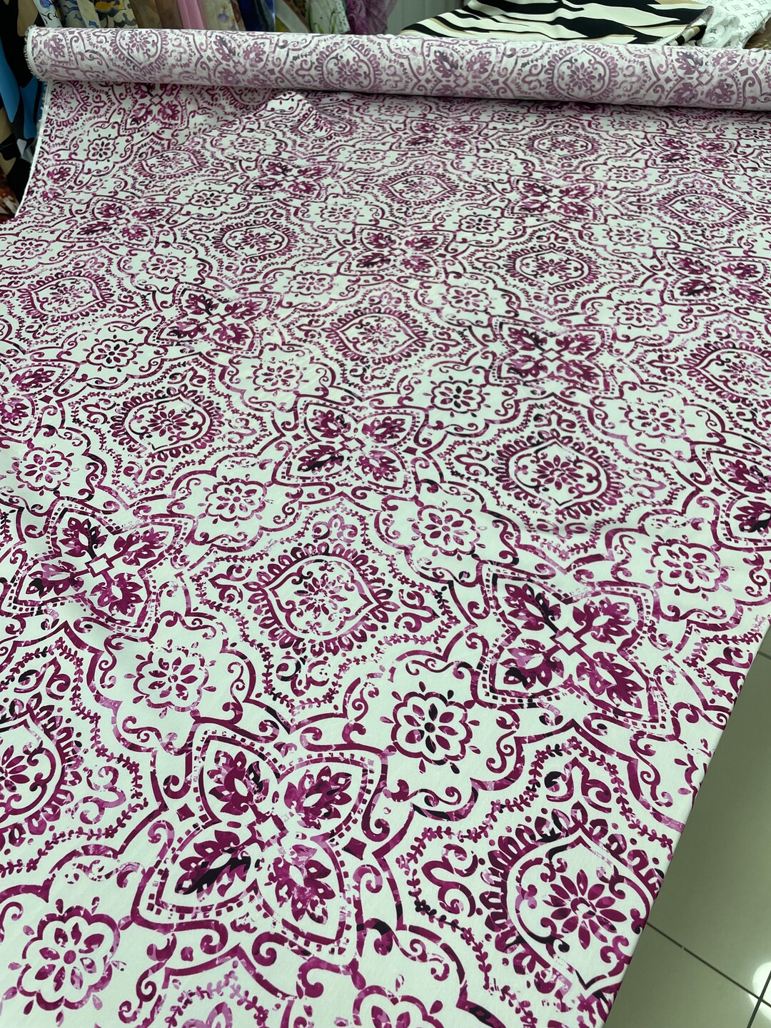 Suzani Ethnic Pattern Silky Satin Fabric- (printed on the Desired ...