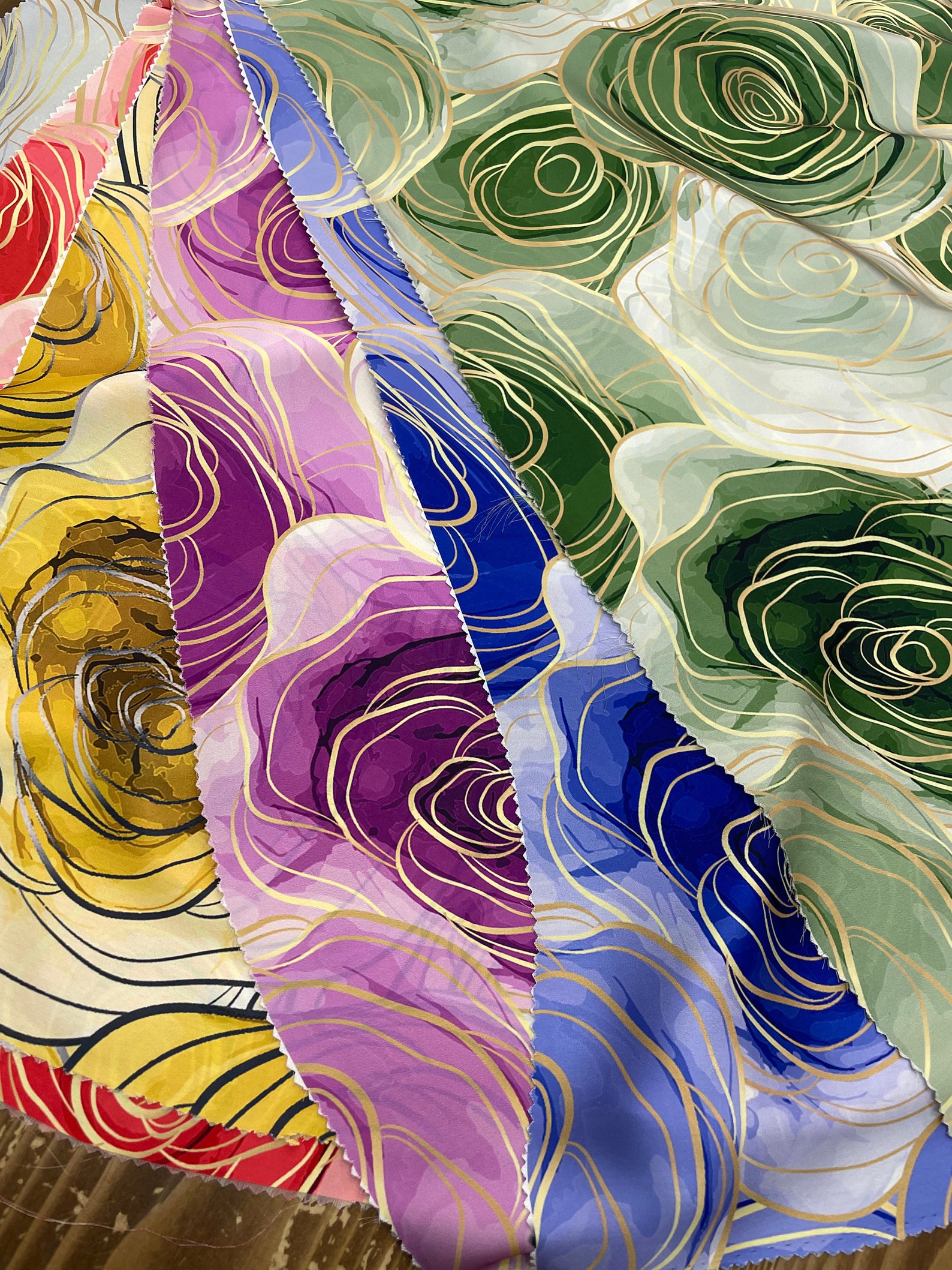 6 COLOR Floral Pattern Silk Satin Fabric, A Very Elegant Pattern-lr - Etsy