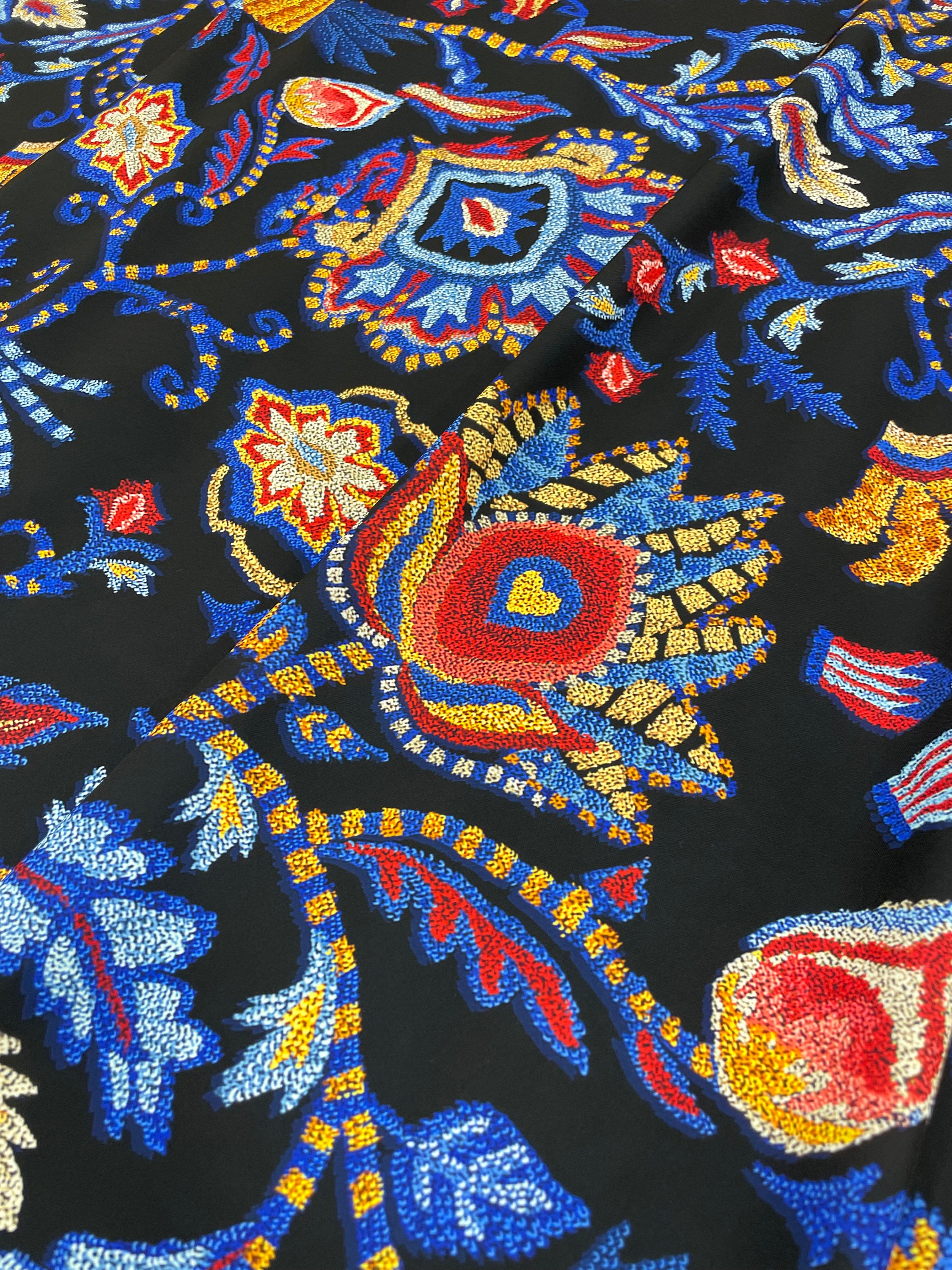 Jessica Crepe Fabric With Embroidery Look Printed on the Desired Fabric ...