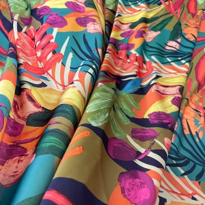 Floral Pattern Silky Satin Fabric- Multicolor Pattern Satin Fabric ...