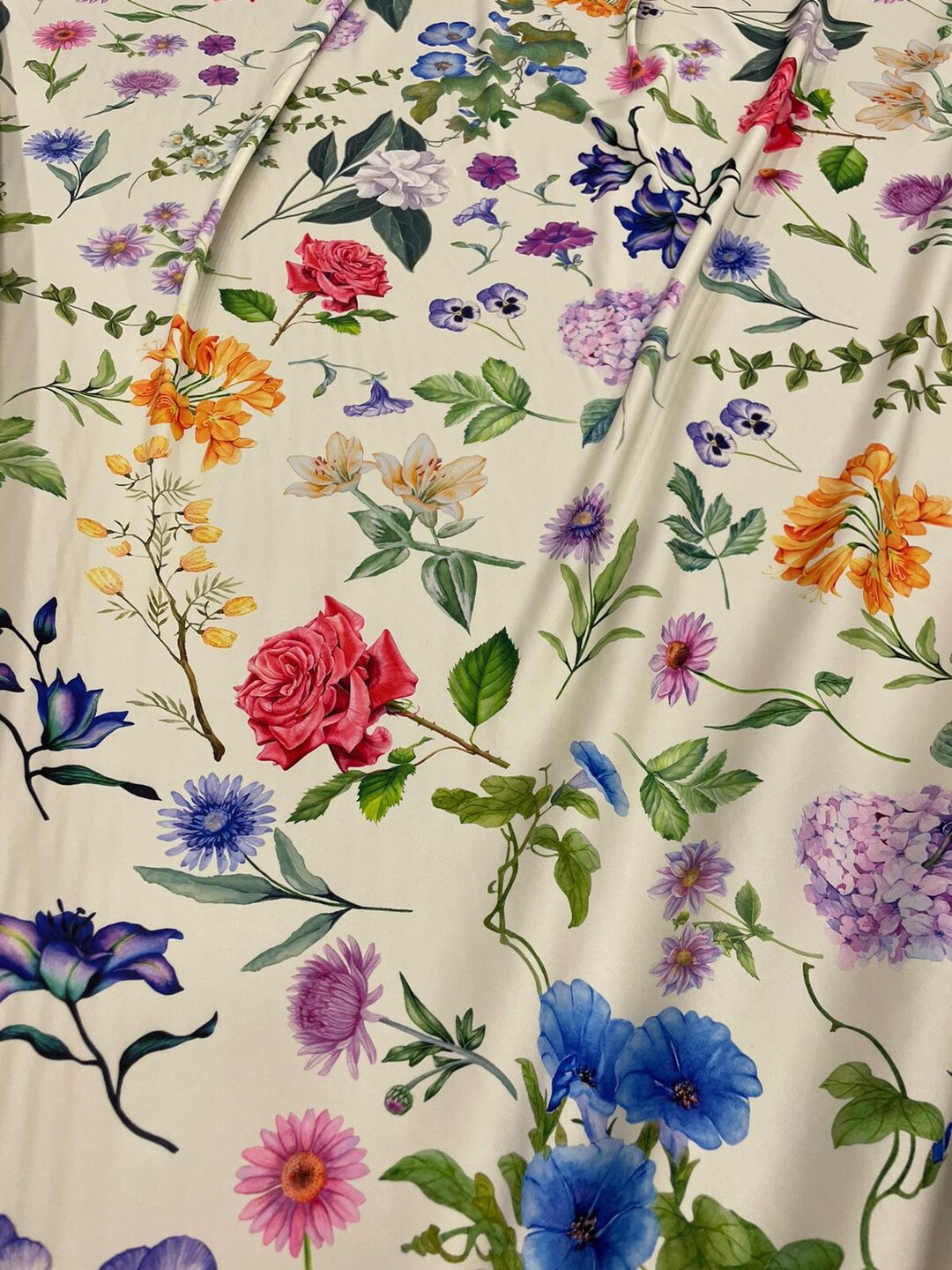 Floral Patterned Elegant Satin Fabric-dress Fabric - Etsy