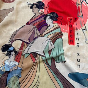 Japanese Geisha Print Linen Fabric –asian Art Style, for Sewing, DIY ...