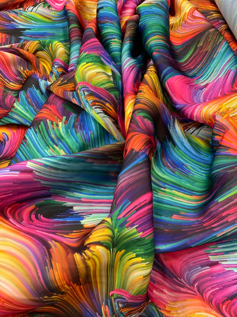 Our Silky Satin Fabric With Multicolored Lines is A Special Collection ...