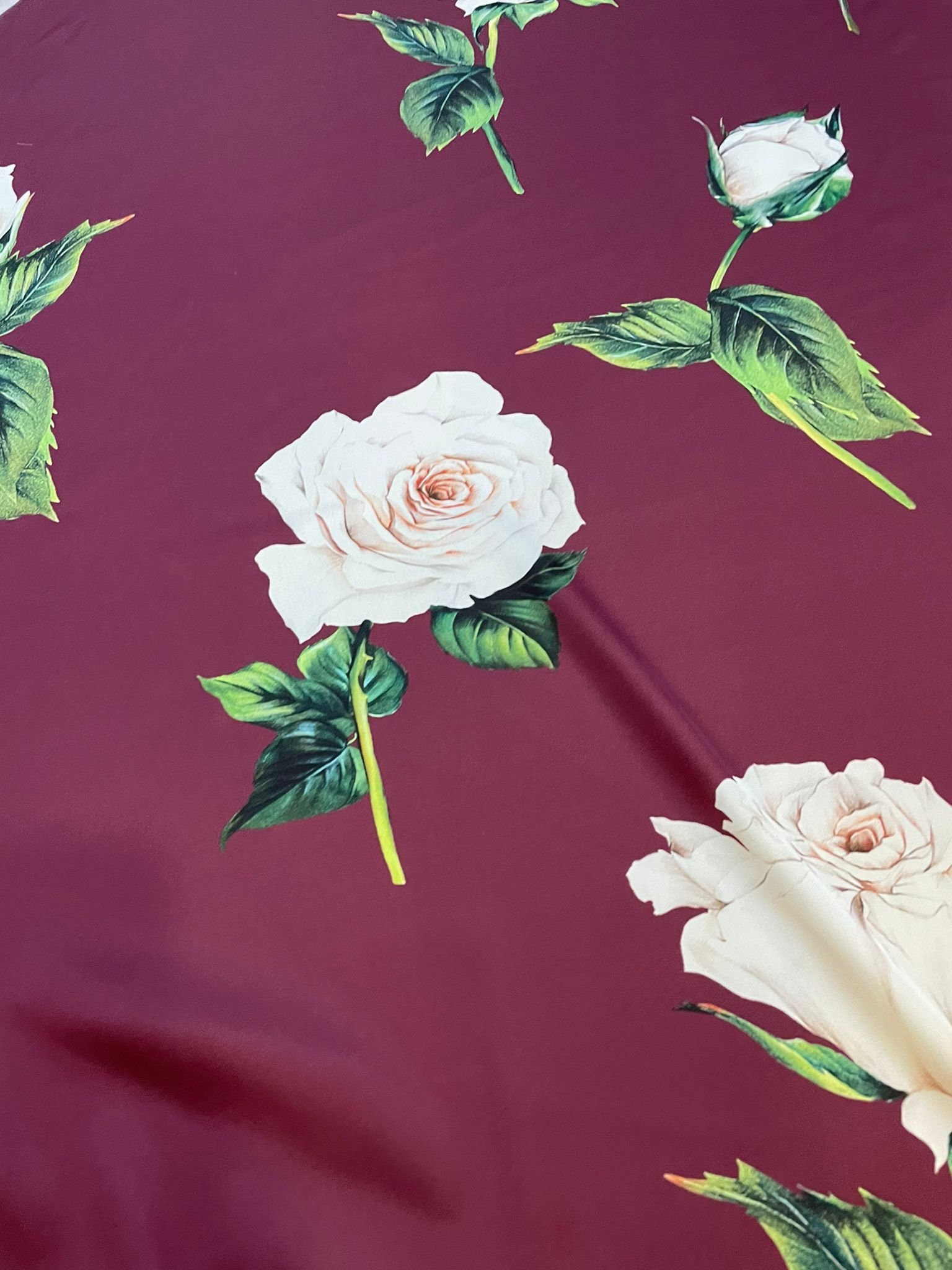 Floral Rose Pattern Silk Satin Fabric Ask for Many Color - Etsy