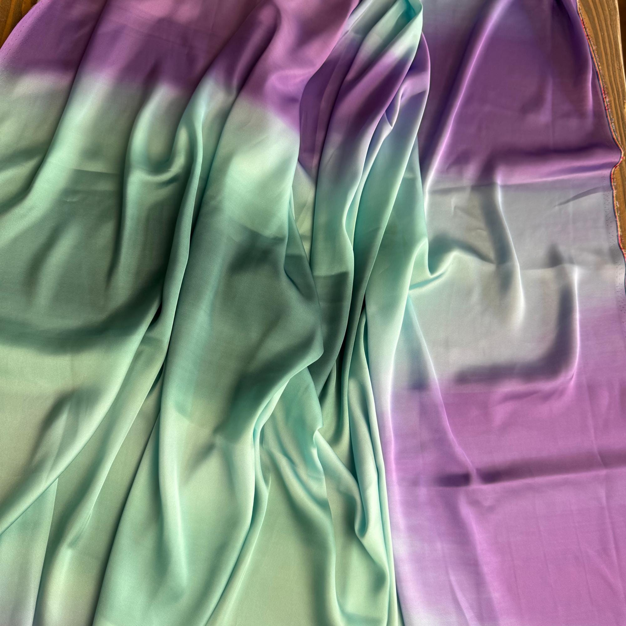 Purple Turquoise Ombre Satin Fabric – Silky Gradient Sewing Material - Etsy