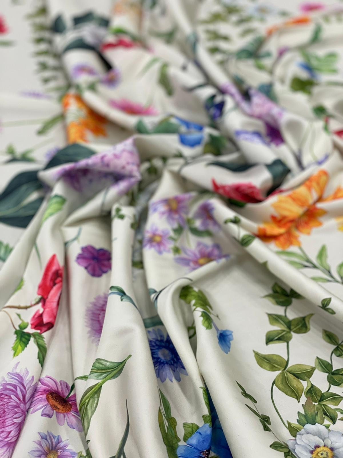 Floral Patterned Elegant Satin Fabric-dress Fabric.....can Be Printed ...