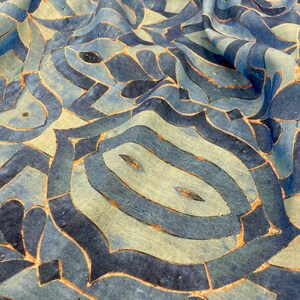 Blue Pattern Linen Fabric: Drapey Material for Clothing & Home Decor - Etsy