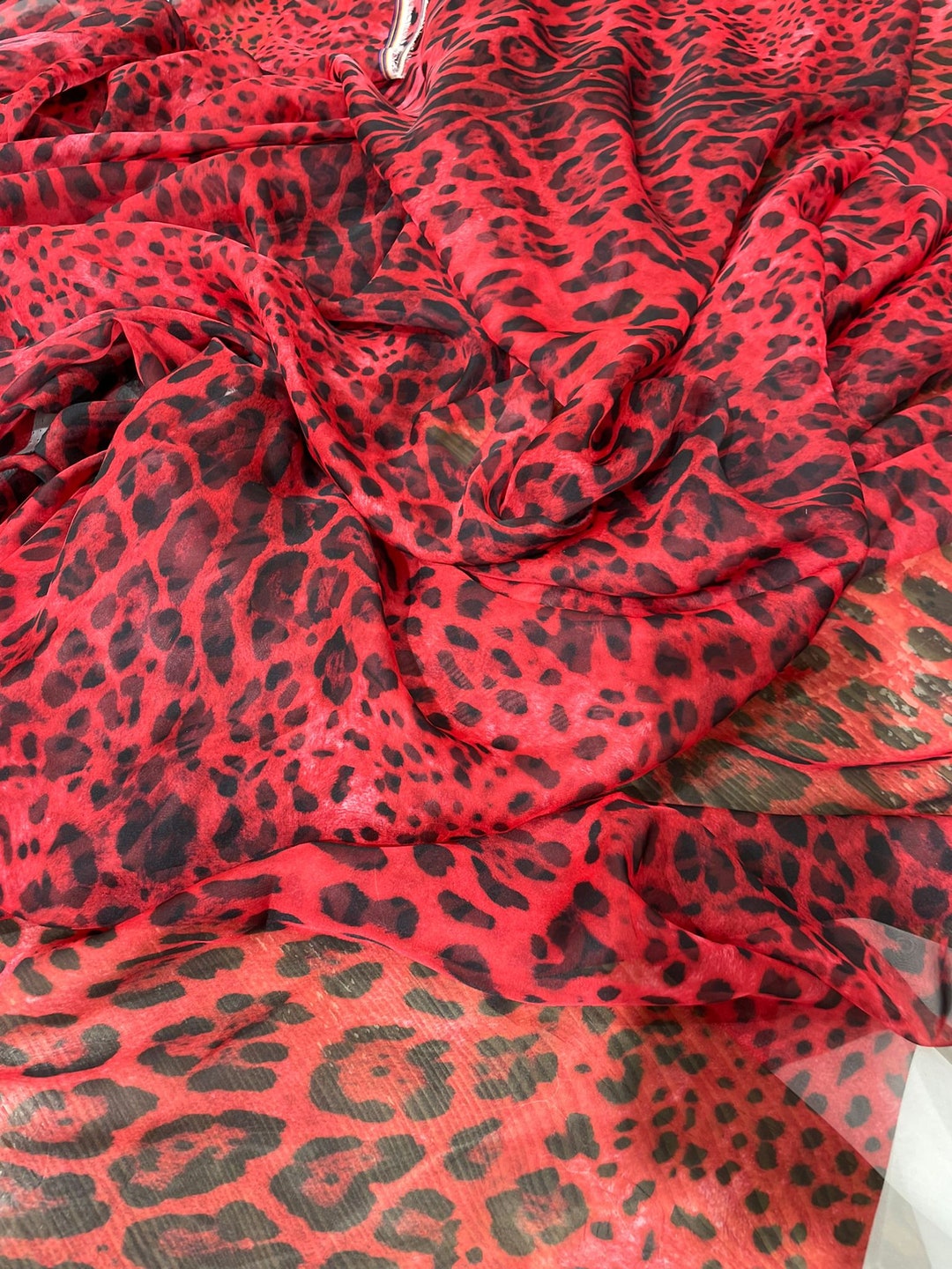 Silky Chiffon Fabric Red Leopard -(our Patterns Are Printed on the ...