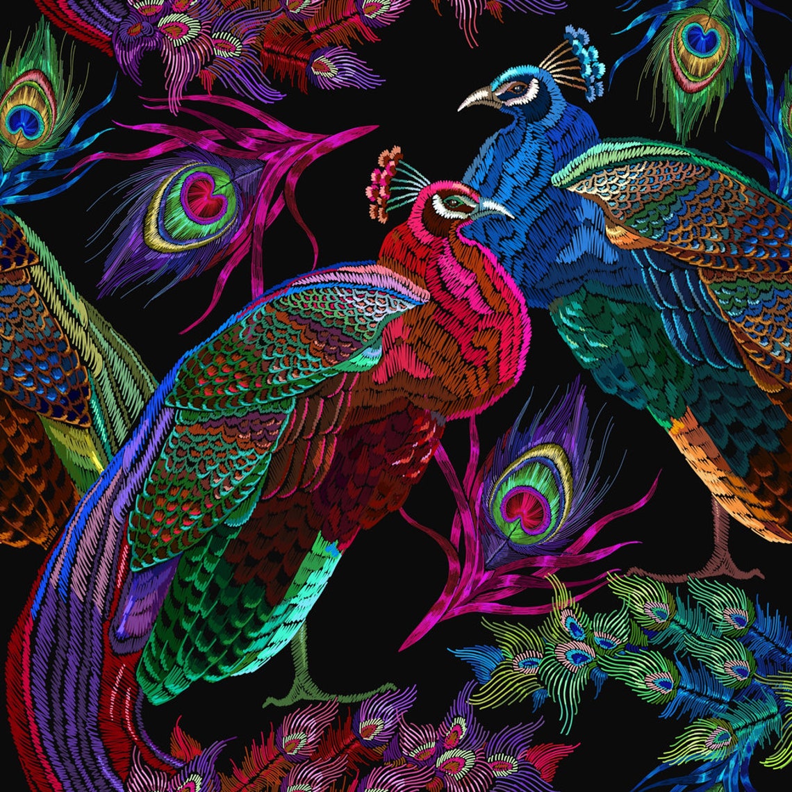 Peacock Gorgeous Silky Satin Fabric Highquality Fabric - Etsy