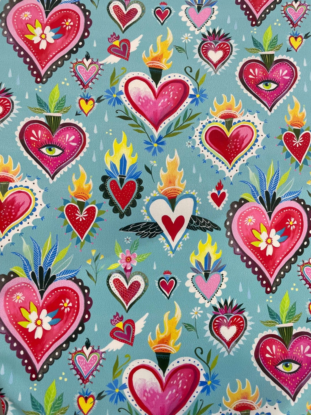Mexican Love Pattern Crepe Fabric by the Yard - Printing Possibility on ...