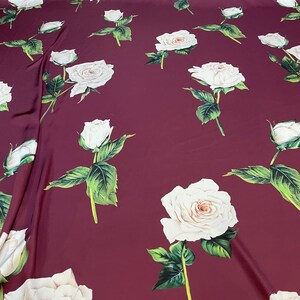 Floral Rose Pattern Silk Satin Fabric- Ask for Many Color Alternatives ...