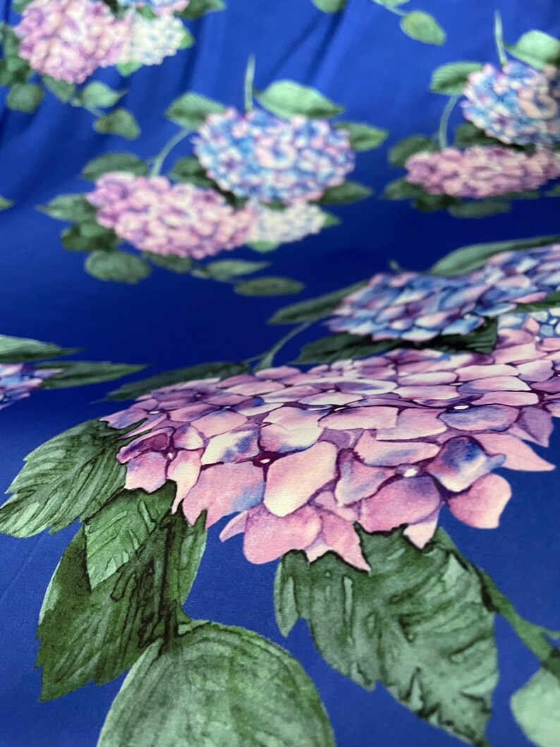 Hydrangea Floral Pattern Crep Fabric-8 Colour - Etsy