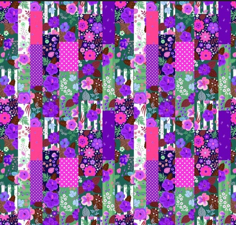 Patchwork Flower Pattern Linen Fabric Fast & FREE SHIPPING - Etsy