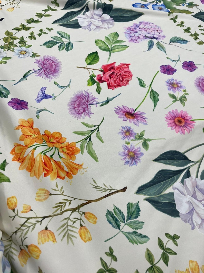 Floral Patterned Elegant Satin Fabric-dress Fabric.....can Be Printed ...