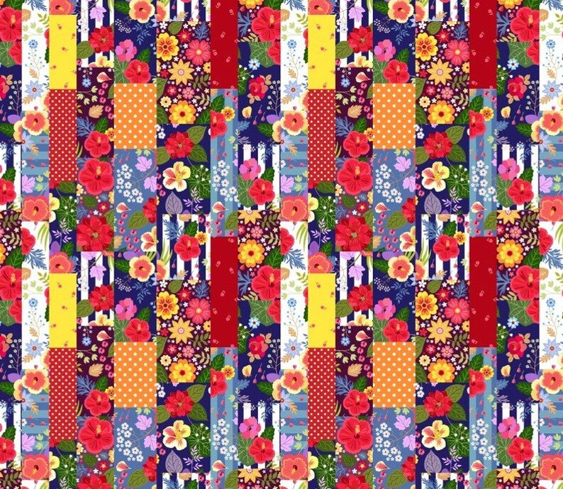 Patchwork Flower Pattern Linen Fabric Fast & FREE SHIPPING - Etsy