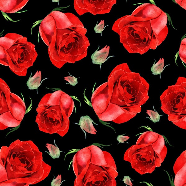 Red Rose Fabric - Etsy