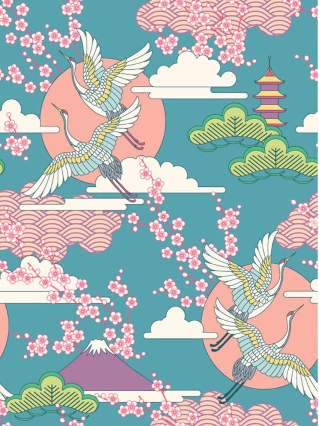 Japanese Traditional Patterns Silky Satin Fabrics-possibility of ...