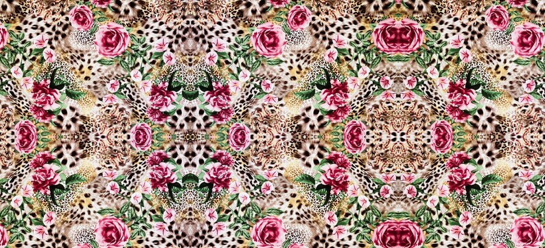 Leopard Red Rose Pattern Silky Satin Fabric-highquality - Etsy