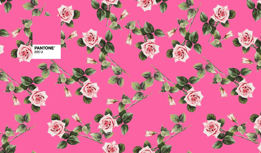Floral Pink Rose Pattern Linen Fabric- Ask for Many Color Alternatives ...