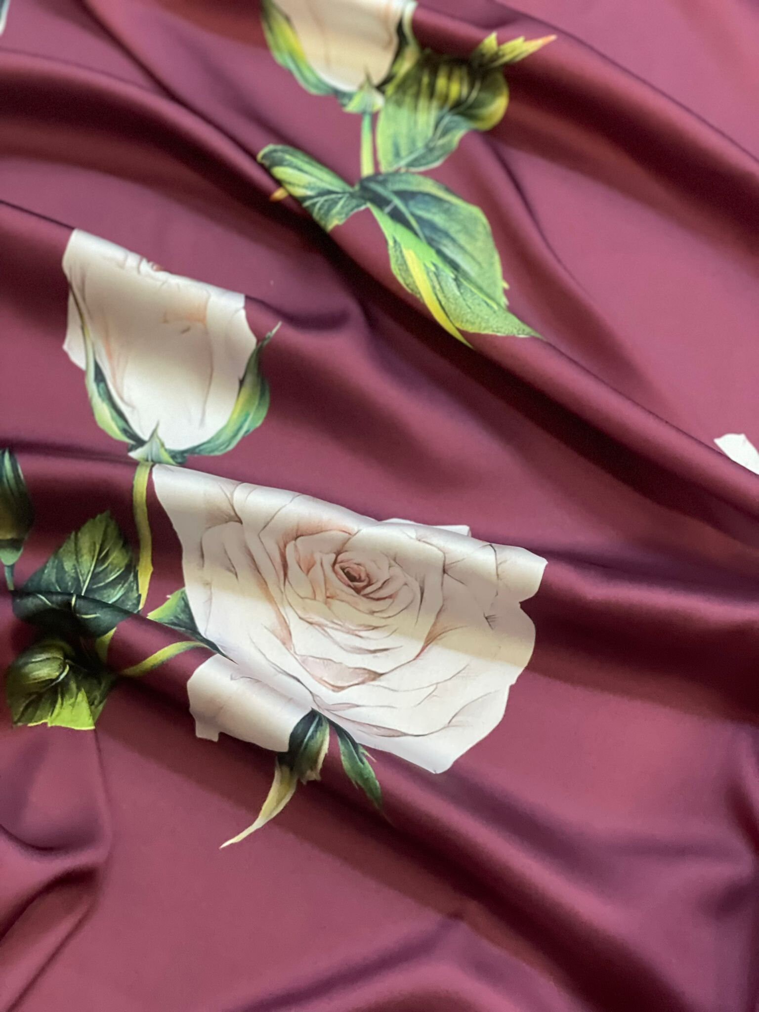 Floral Rose Pattern Silk Satin Fabric Ask for Many Color - Etsy