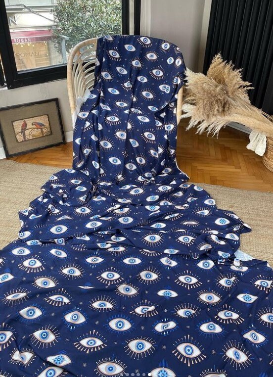 Evil Eye Pattern linen You Can Order Whatever Fabric Type You - Etsy