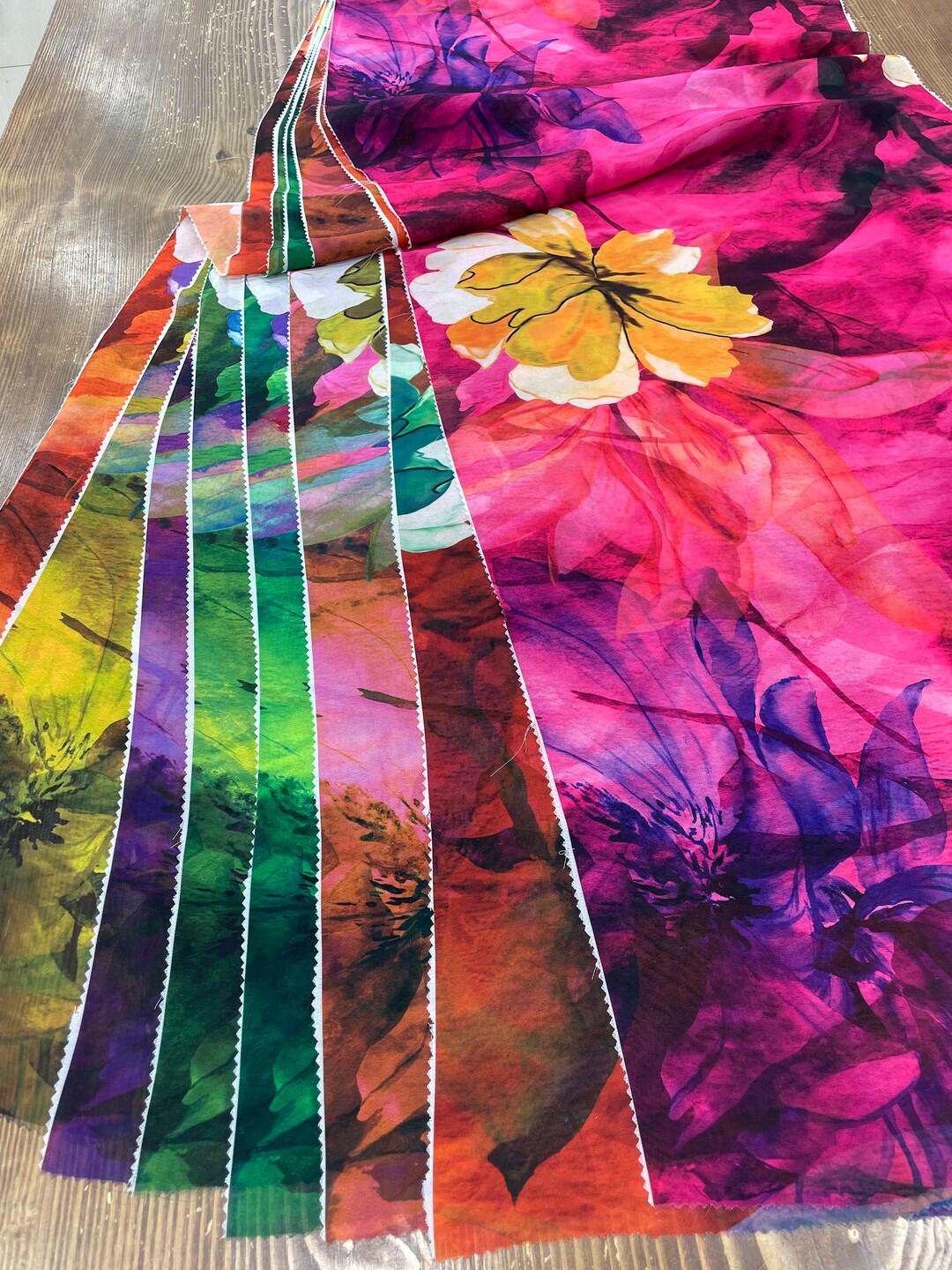 9 Colour Floral Patterned Chiffon Fabric --lr - Etsy