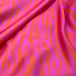 Zebra Pattern Orange& Pink Silky Satin Fabric - Highquality Fabric ...
