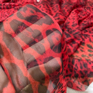 Silky Chiffon Fabric Red Leopard -(our Patterns Are Printed on the ...